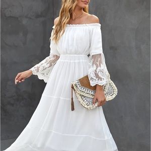 Dresses | White Boho Off Shoulder Maxi Long Photoshoot Dress | Poshmark